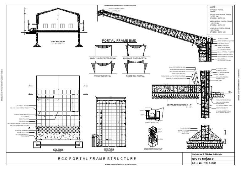 1701 and 1707 RCC Portal Frame | PDF | Structural Engineering ...