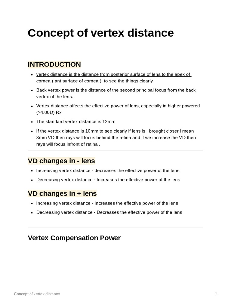 Concept of Vertex Distance | PDF