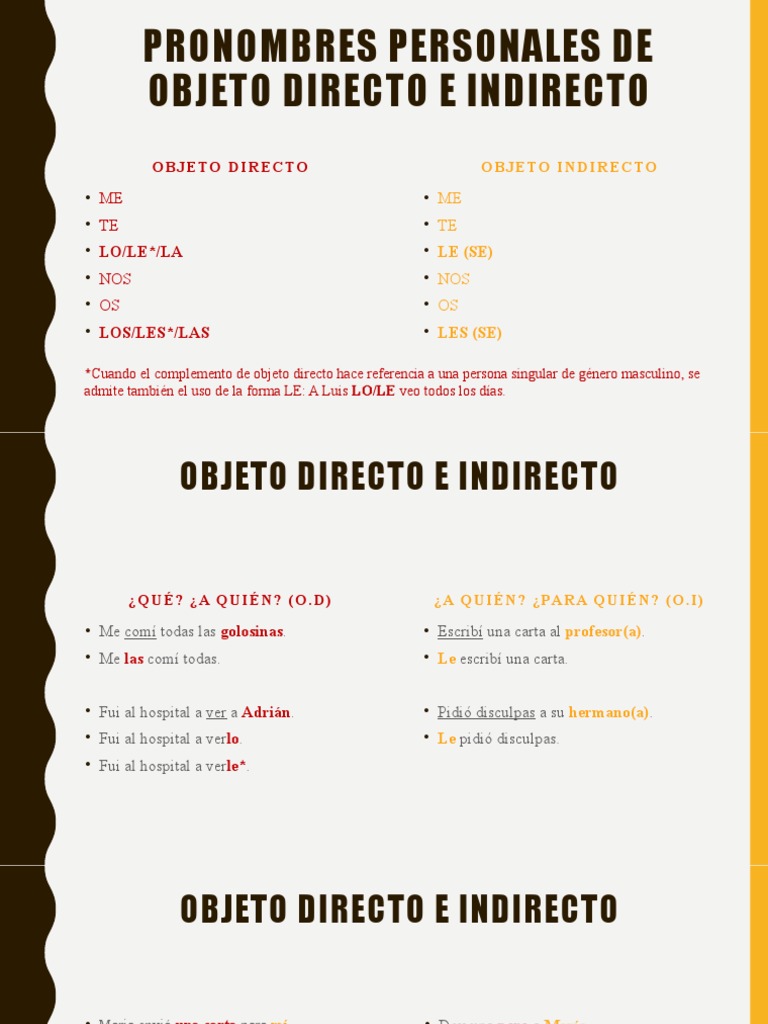 Objeto Directo e Indirecto | PDF | Objeto (gramática)