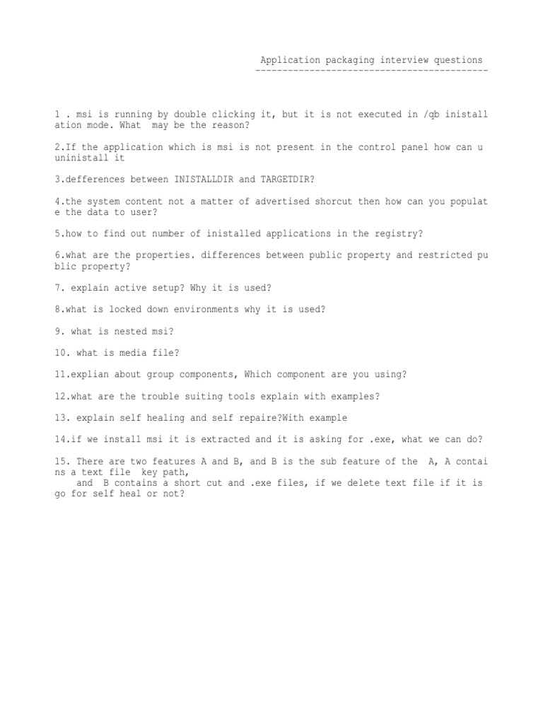 Application Packaging Interview Questions Download Free Pdf