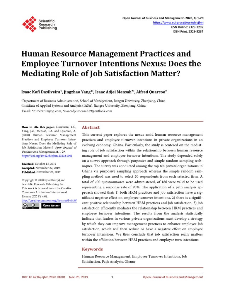 HRMP and Toi | PDF | Job Satisfaction | Turnover (Employment)
