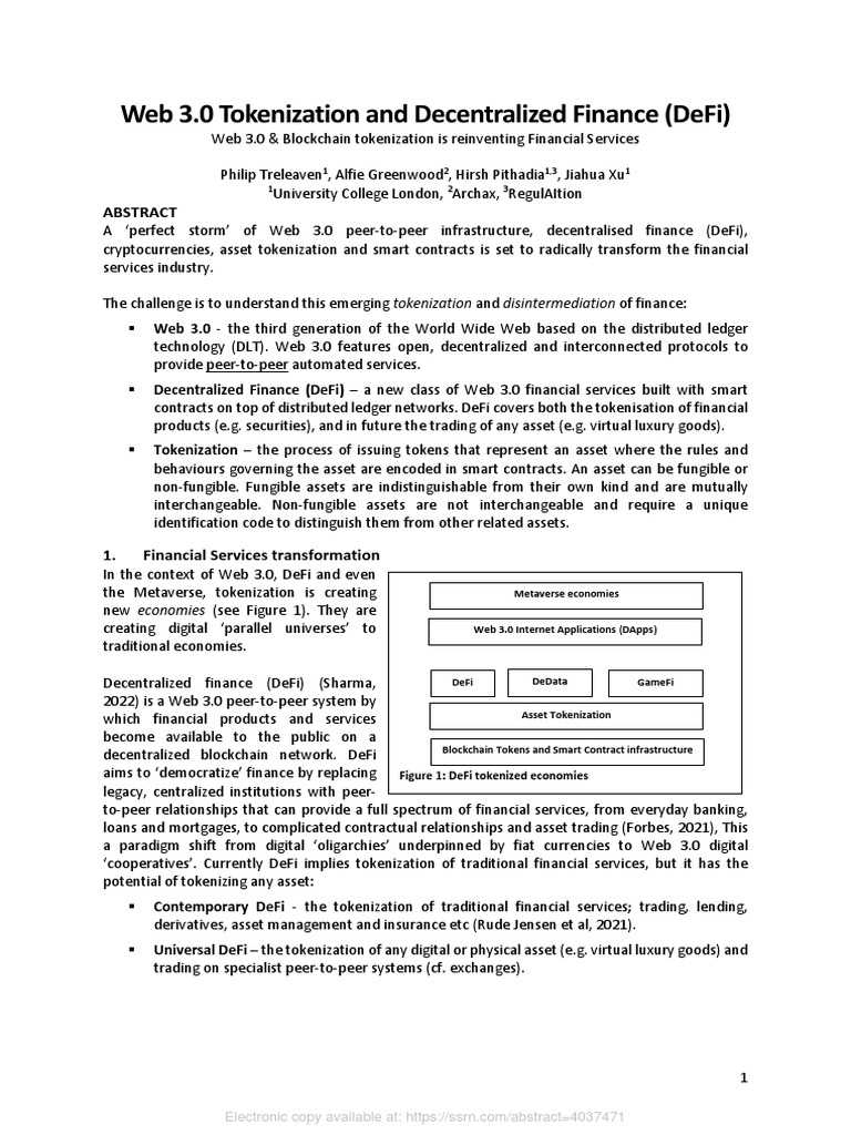 Web 3.0 Tokenization and Decentralized Finance | PDF | Venture Capital ...