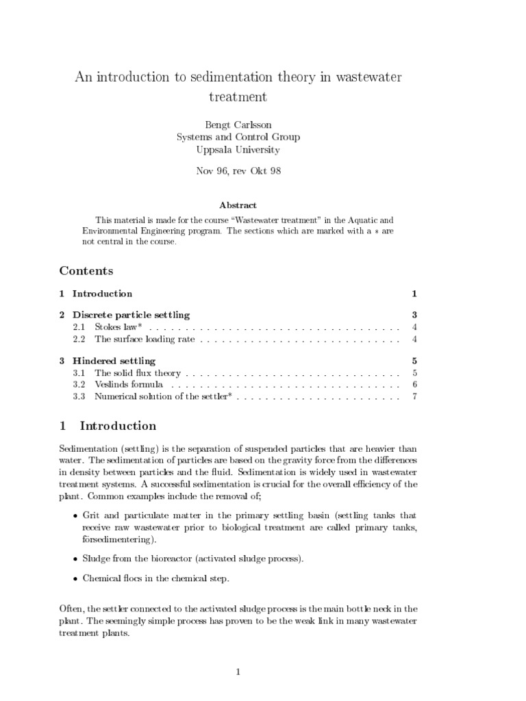 Discrete Particle Settling | PDF | Sewage Treatment | Chemical Engineering