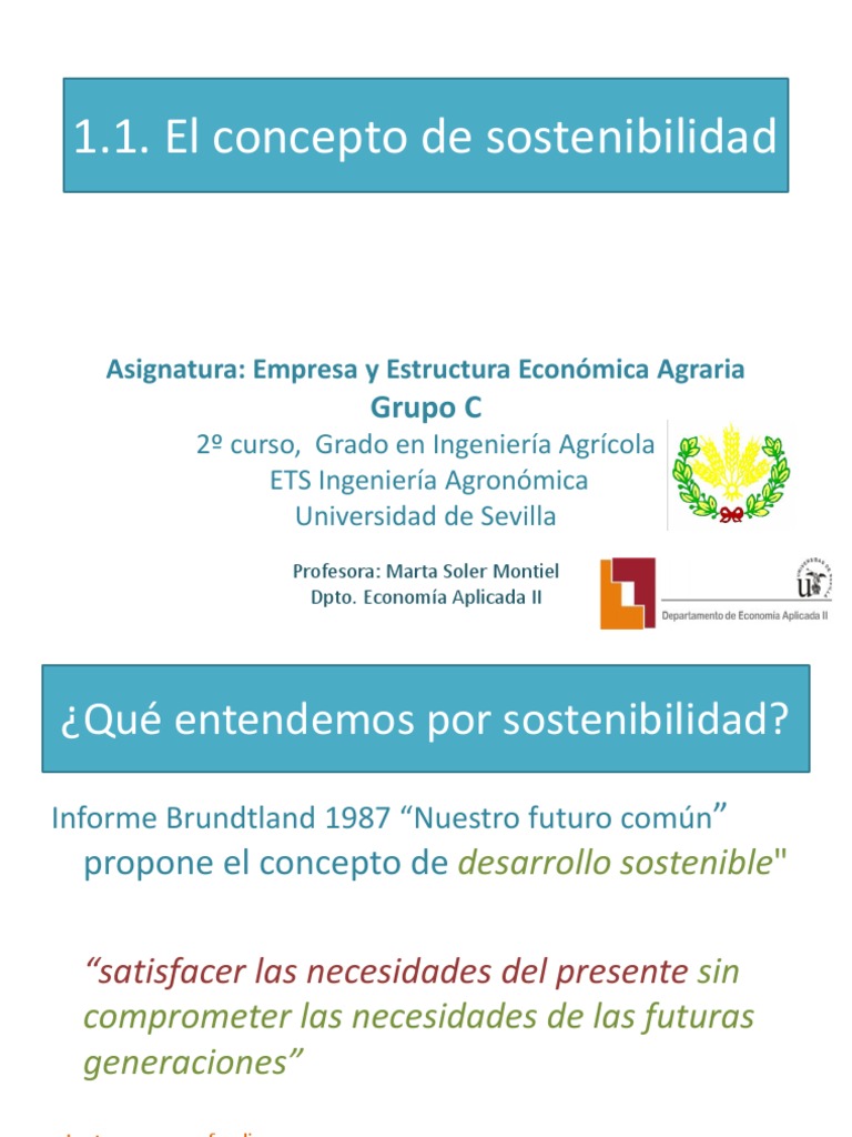 Presentacion1.1. El Concepto de Sostenibilidad | PDF | Sustentabilidad | Entorno natural