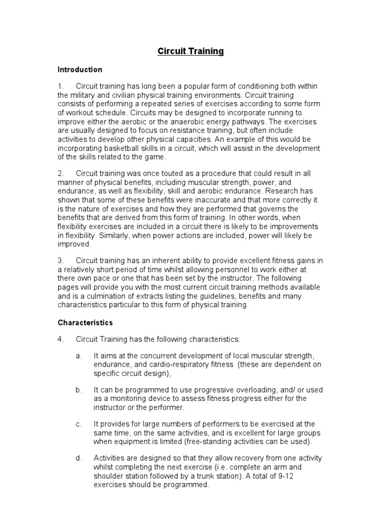 Circuit Training | PDF | Physical Fitness | Aerobic Exercise