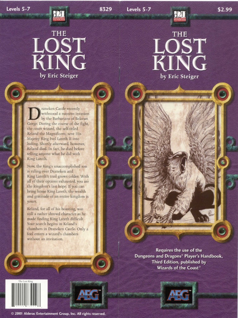 AEG8329 - The Lost King (L5-7) - Alderac Entertainment Group | PDF