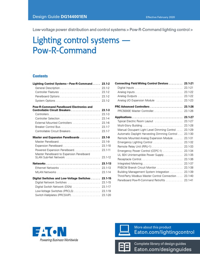 Eaton PRC Lighting Control Design Guide Dg144001en | PDF | Computer ...