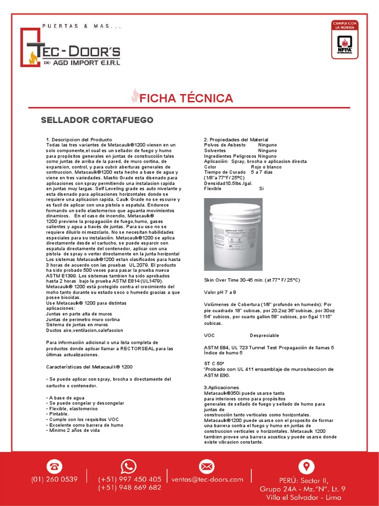 Ficha Técnica - Sellador Cortafuego | PDF