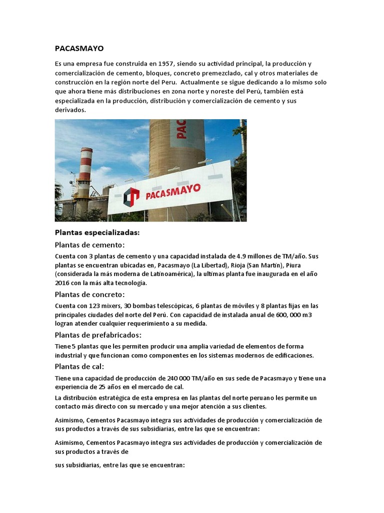 PACASMAYO | PDF | Perú | Hormigón