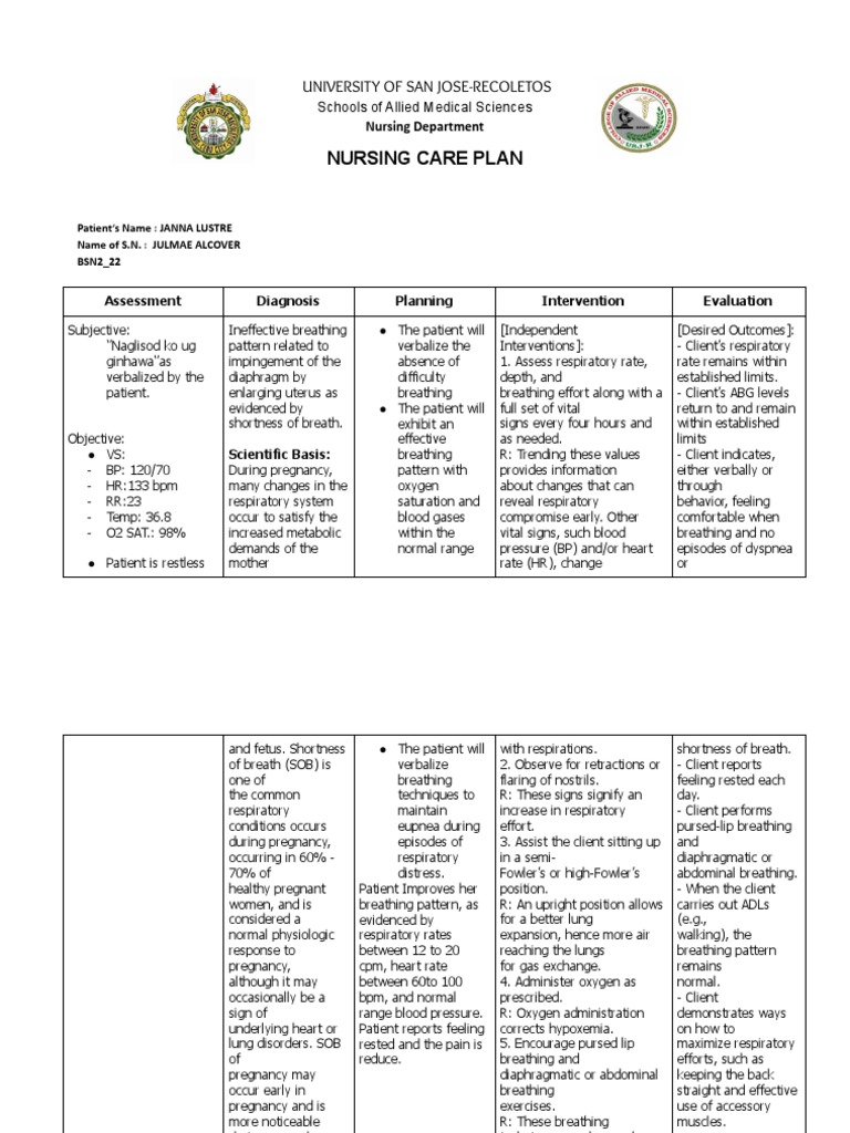 Ineffective Breathing Pattern | PDF | Breathing | Respiratory System