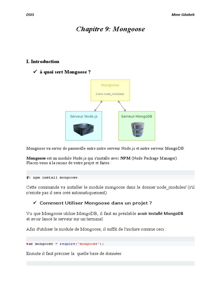 Chapitre9 Mongoose | PDF | MongoDB | Recherche d'information