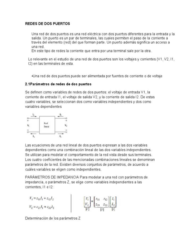 Parámetros y Modelos de Redes de Dos Puertos | PDF | Corriente ...