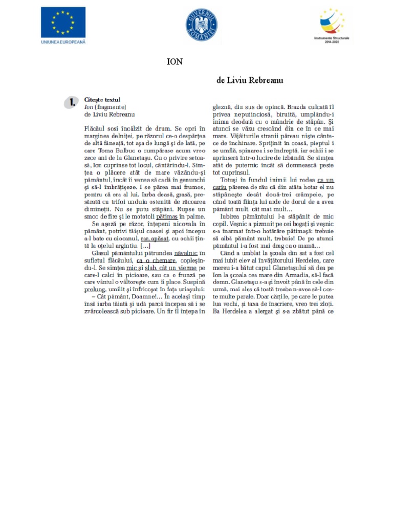 Análisis de "Ion" de Liviu Rebreanu | PDF