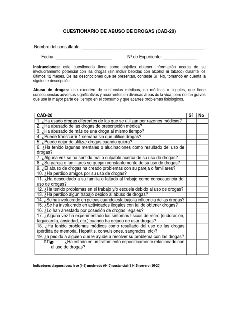 Cad 20 | PDF | La dependencia de sustancias | Medicina CLINICA