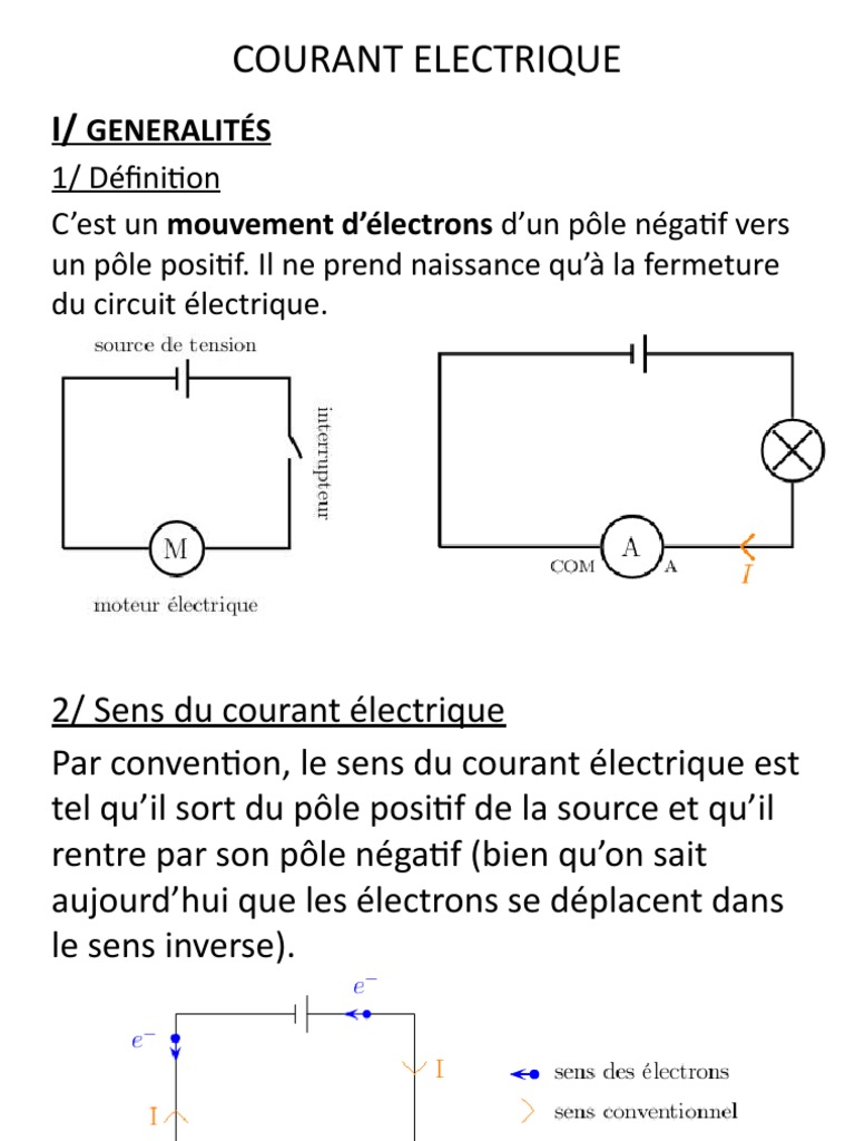 Définition du courant électrique | PDF | Courant électrique | Électricité