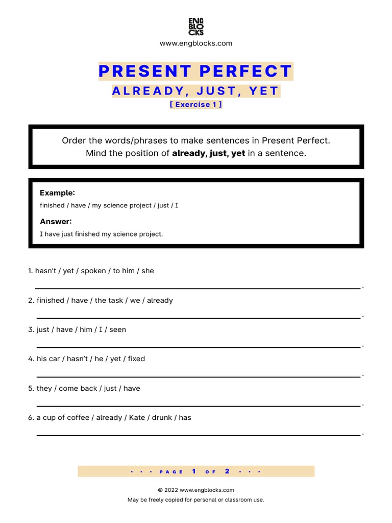 Present Perfect Already Just Yet | PDF | Linguistics