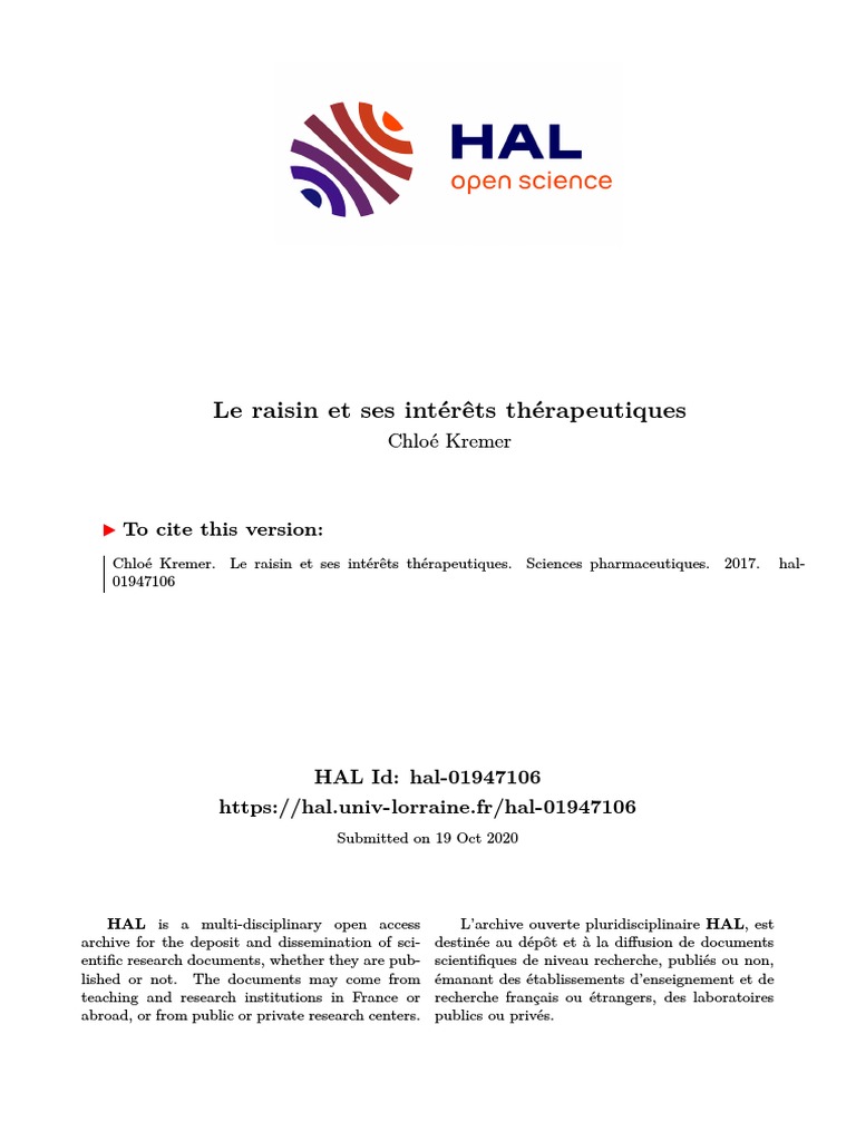Le Raisin Et Ses Bienfaits (Thèse) | PDF | Raisin | Vins
