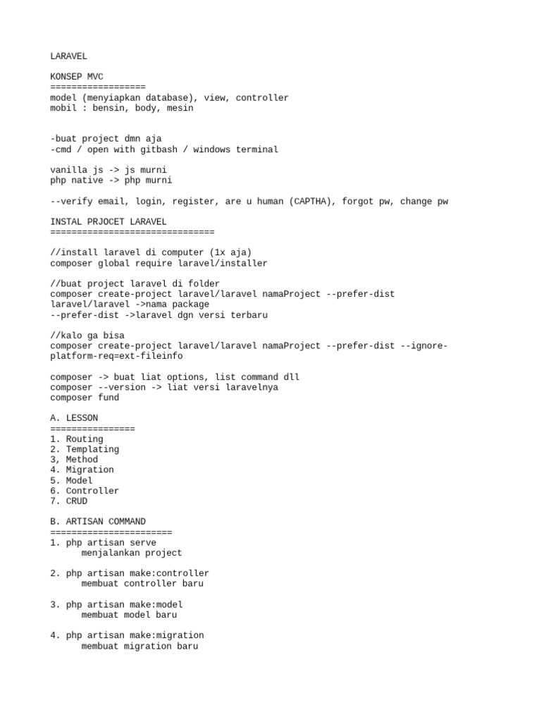 Note Laravel | PDF | Php | Information Technology Management
