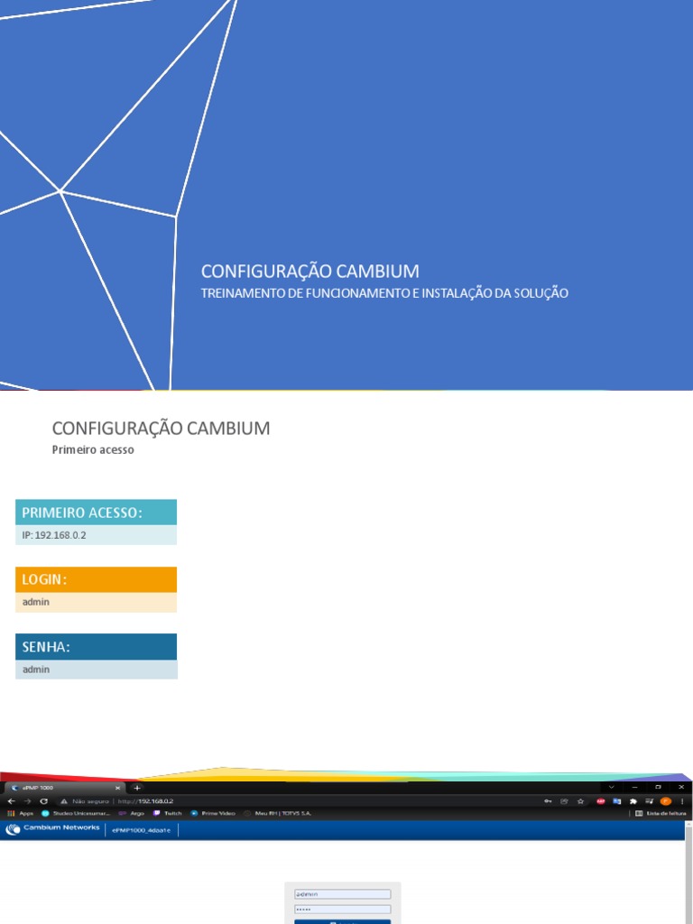 Configuração Cambium | Download grátis PDF | Endereço de IP | Radiodifusão