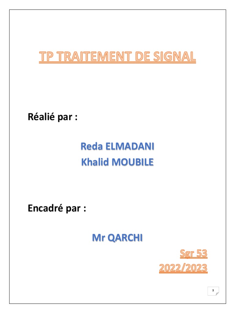TP Traitement de Signal | PDF