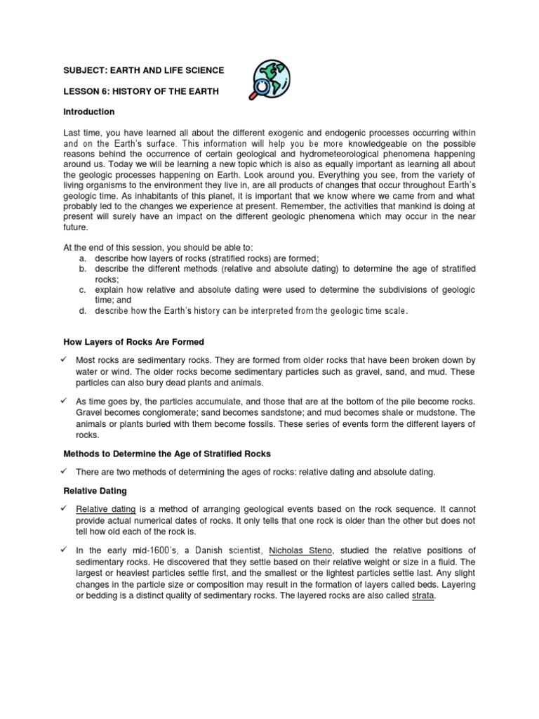 LESSON 6 Earths History | PDF | Geologic Time Scale | Geology
