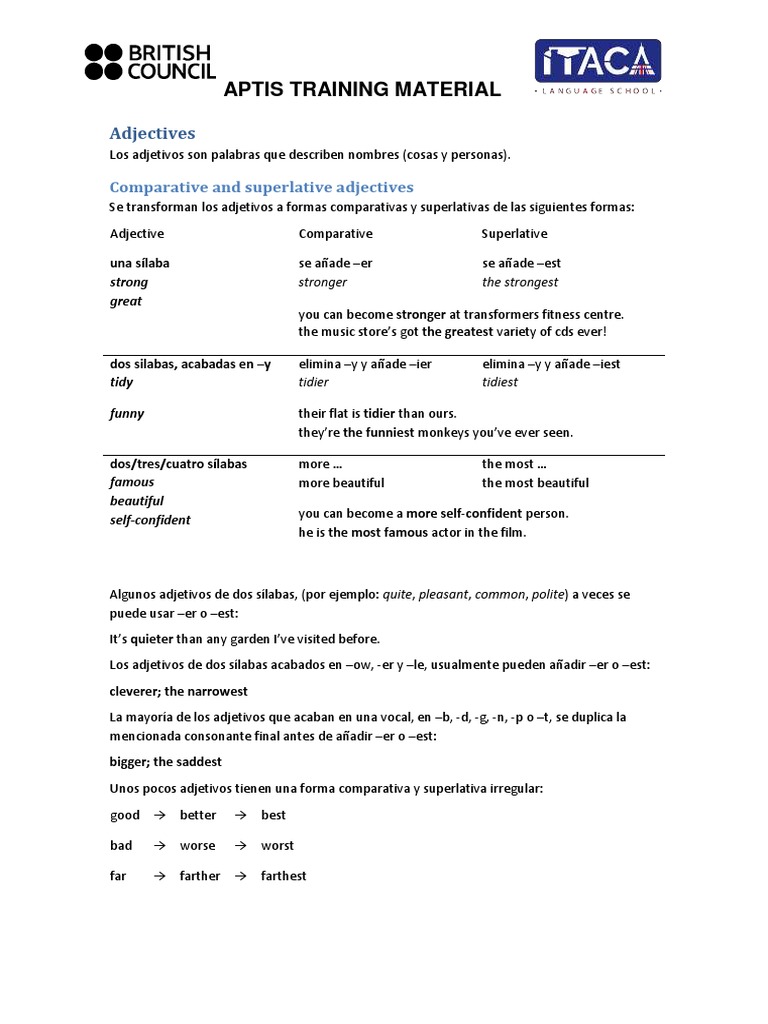 Unit 5 Adjetivos Pdf Grammar Linguistics