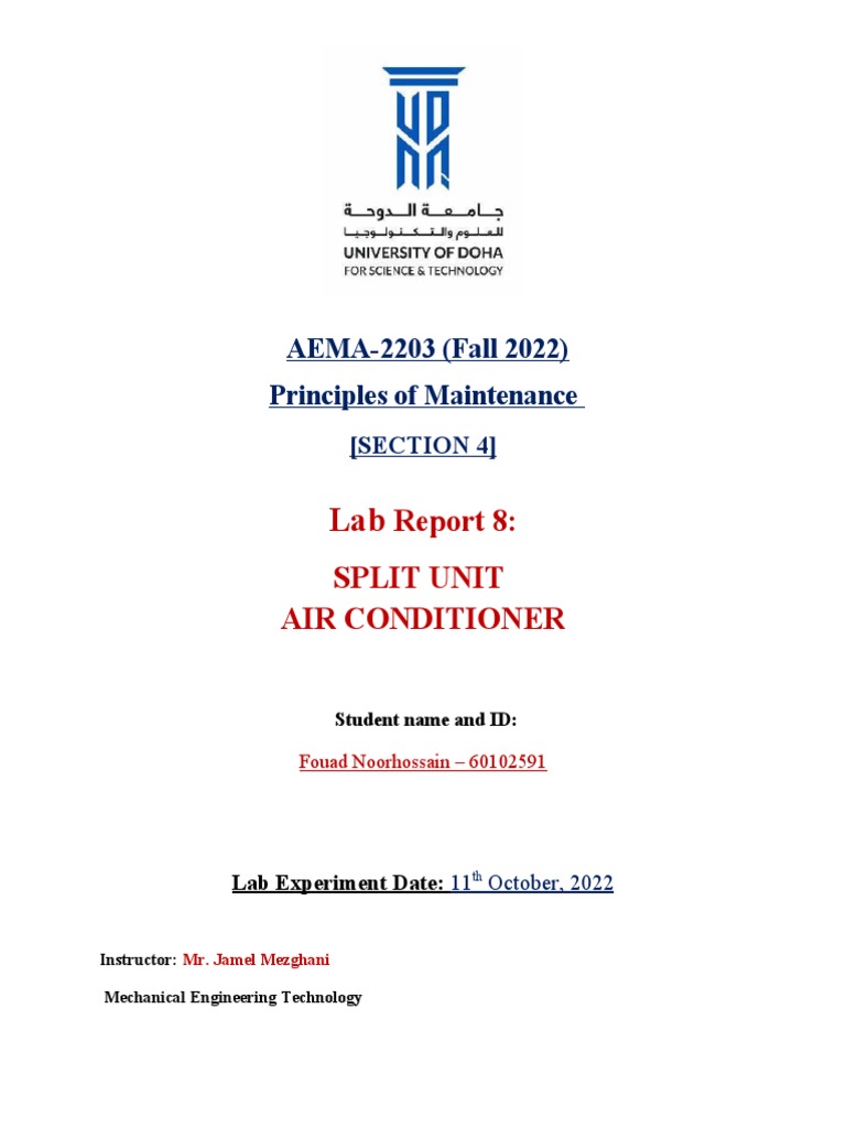 Split Unit AC Lab Report | PDF | Air Conditioning | Heat Exchanger