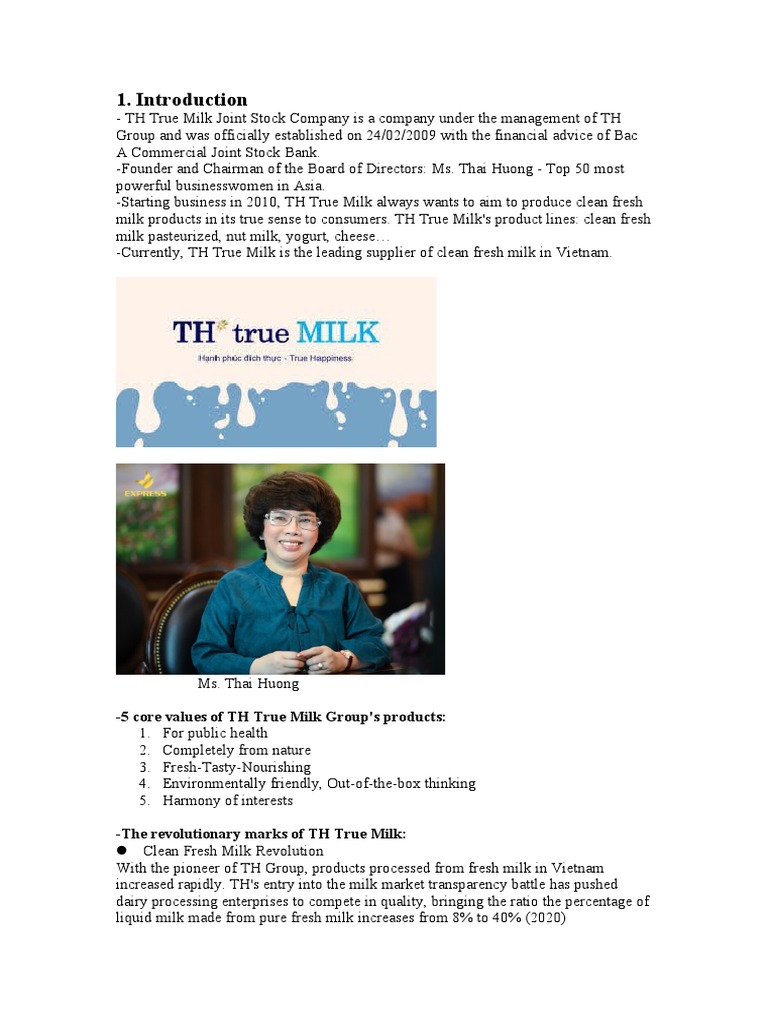 TH True Milk: Business Overview and Strategy | PDF | Milk | Brand