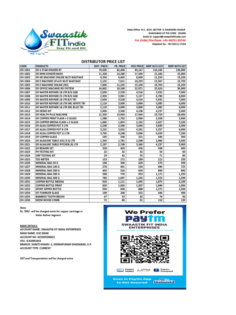 Distributor Price List June22 | PDF