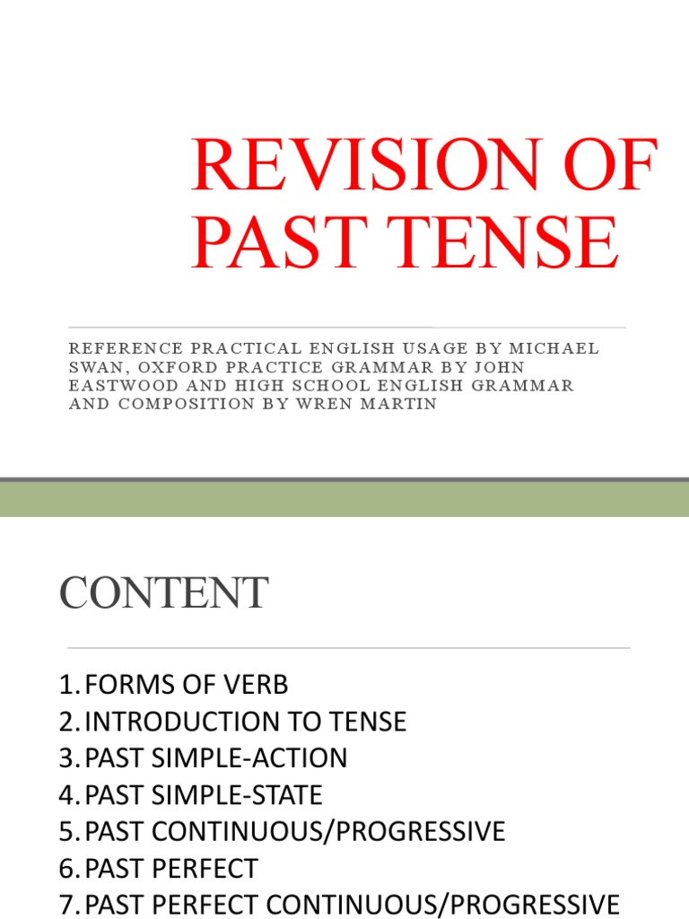 Past Tense Revision Guide | PDF | Perfect (Grammar) | Grammatical Tense