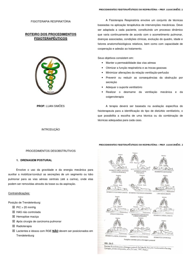 Procedimentos Fisioterapêuticos em Respiração: Técnicas de Drenagem ...