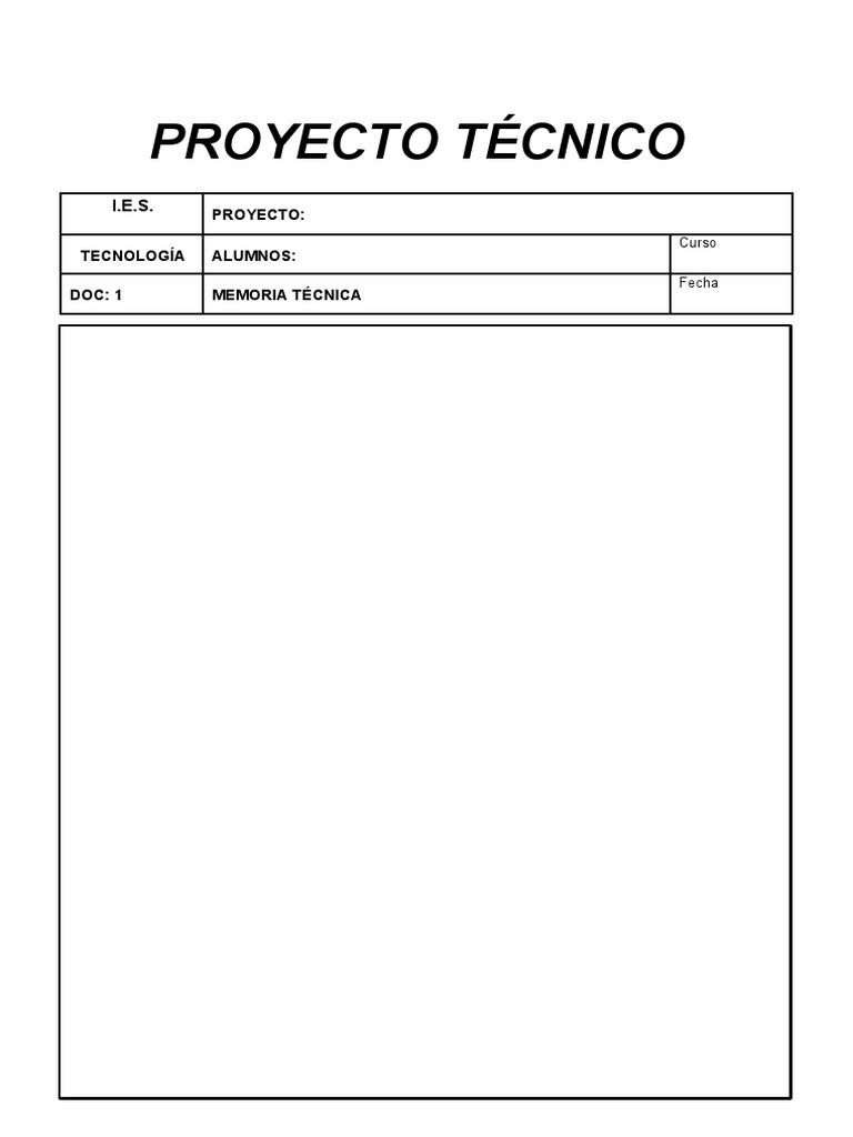 Plantilla Proyecto Técnico Memória y Boceto 2º Eso | PDF