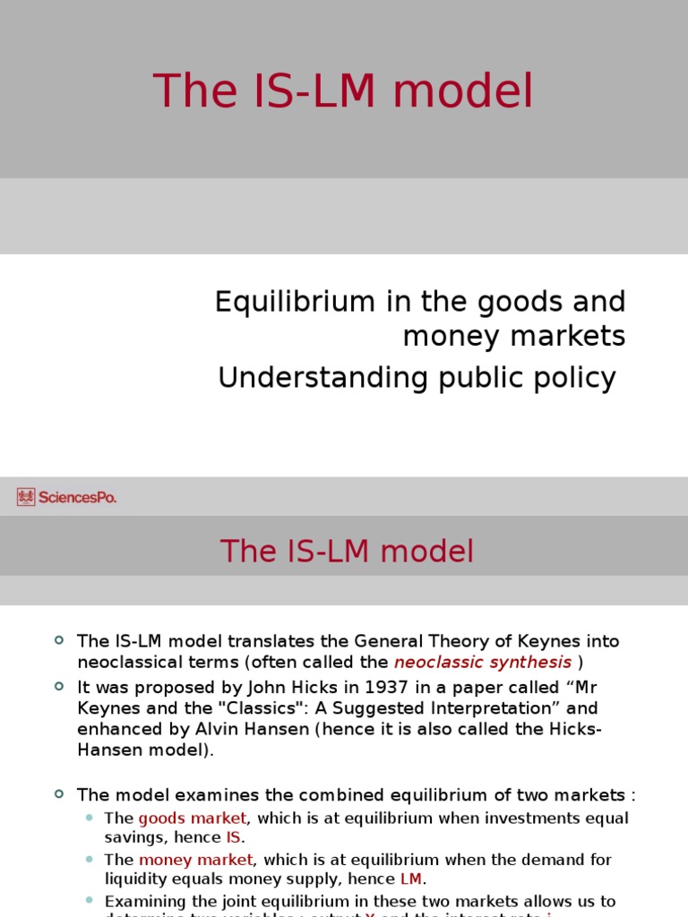 Week 6 The is-LM Model | PDF | Demand For Money | Macroeconomics