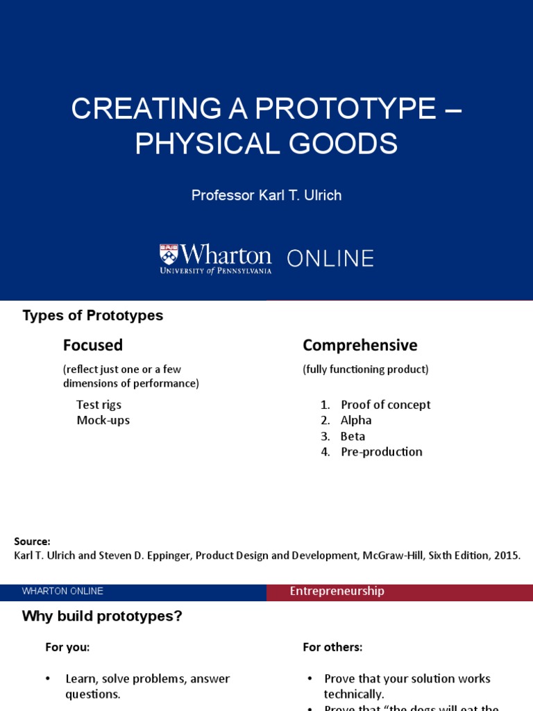 Creating A Prototype - Physical Goods: Professor Karl T. Ulrich | PDF ...