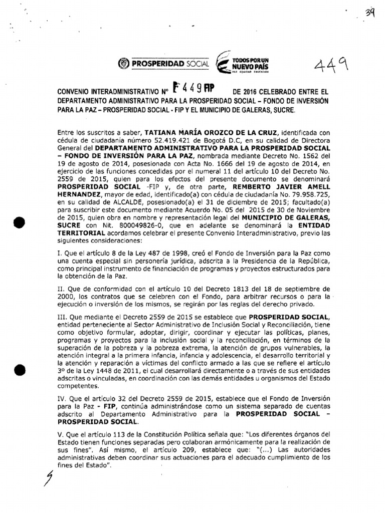 Convenio 449 de 2016 | PDF