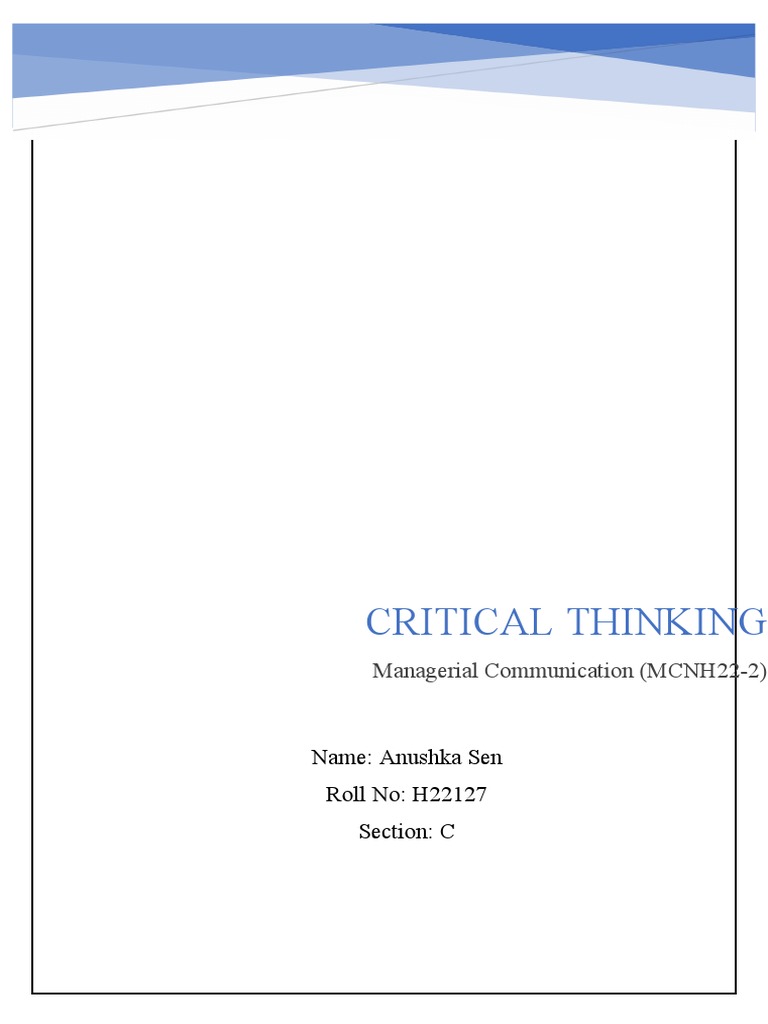 Critical Thinking | PDF | Thought | Critical Thinking