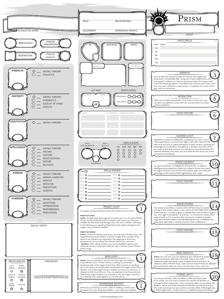 Ficha D&D 5e Prisma | PDF