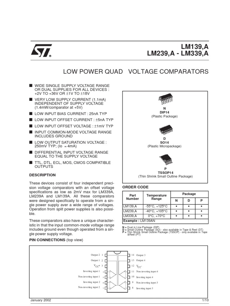 Low Power Quad Voltage Comparators: LM139, A LM239, A - LM339, A | PDF ...