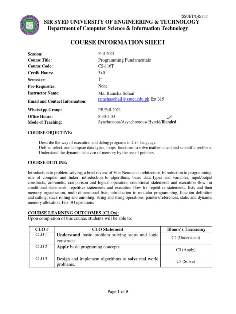 PF CIS Fall2021 (Cs&it) | PDF | Pointer (Computer Programming) | Control Flow