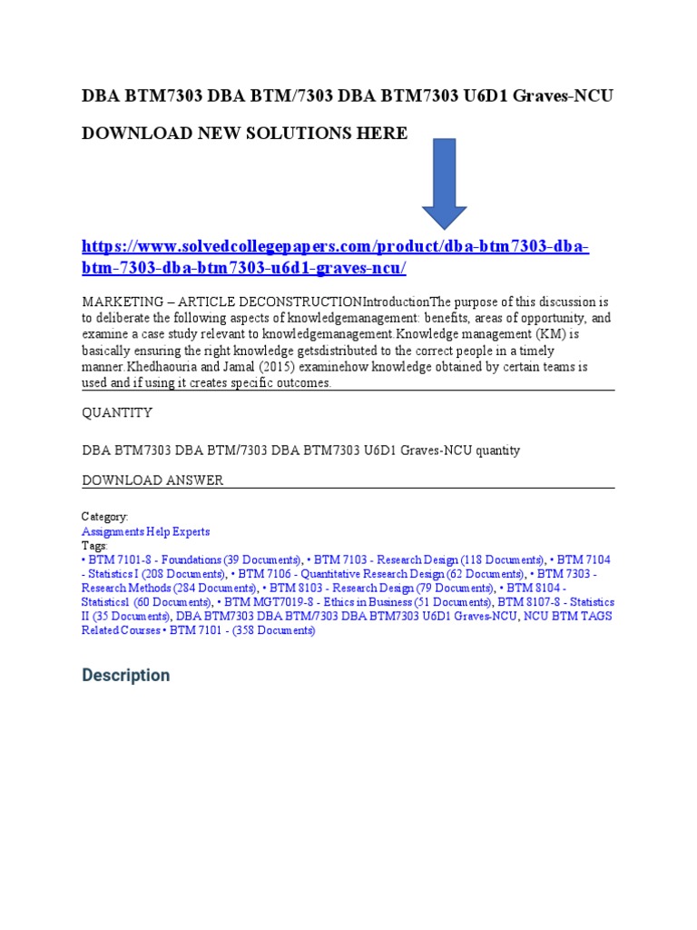 DBA Btm7303 U6d1 Graves | PDF | Statistics | Cognitive Science
