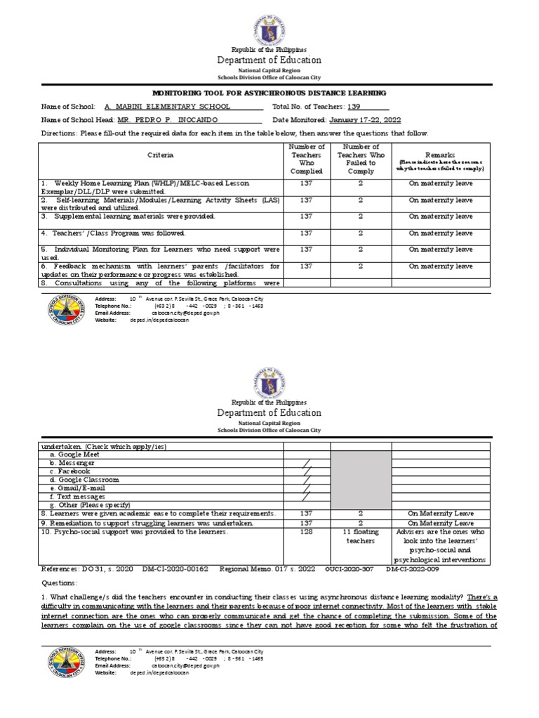 Monitoring Asynchronous Learning Plan | PDF | Distance Education ...