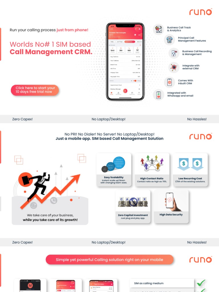 RUNO CM CRM e - Broucture | PDF | Customer Relationship Management | Information Technology