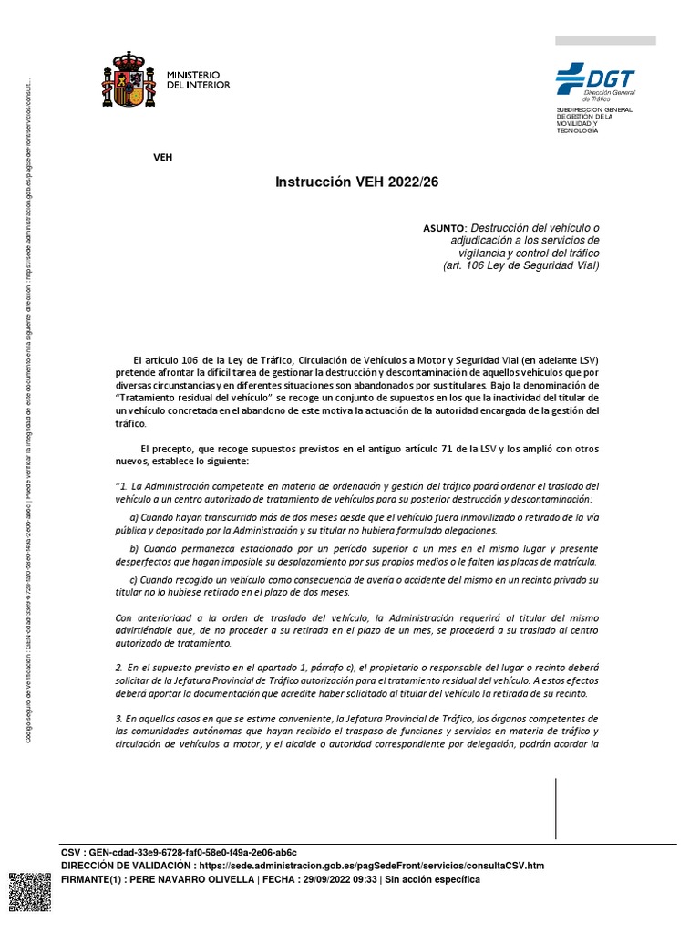 Instruccion VEH 2022 26 - Tratamiento Residual | PDF