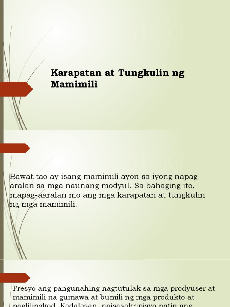 Karapatan at Tungkulin NG Mamimili | PDF