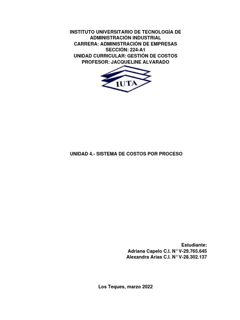 Sistema de Costos Por Proceso | PDF | Economias | Business