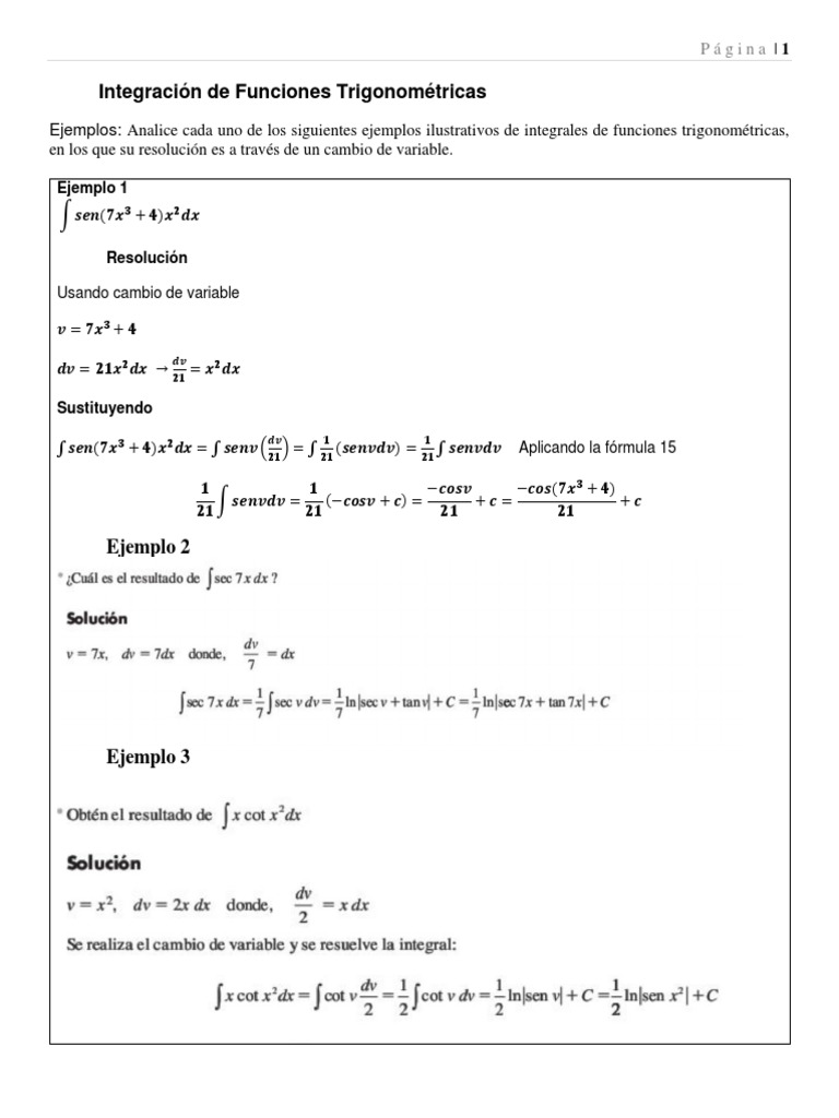 Funciones Trigonométricas | PDF | Integral | Matemáticas