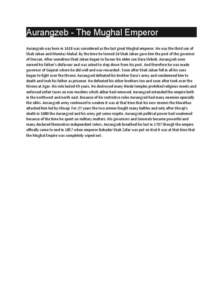 Aurangzeb | PDF | Religion & Spirituality