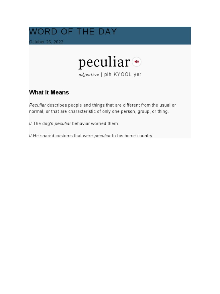 Peculiar: Word of The Day | PDF | Social Science | Religion & Spirituality