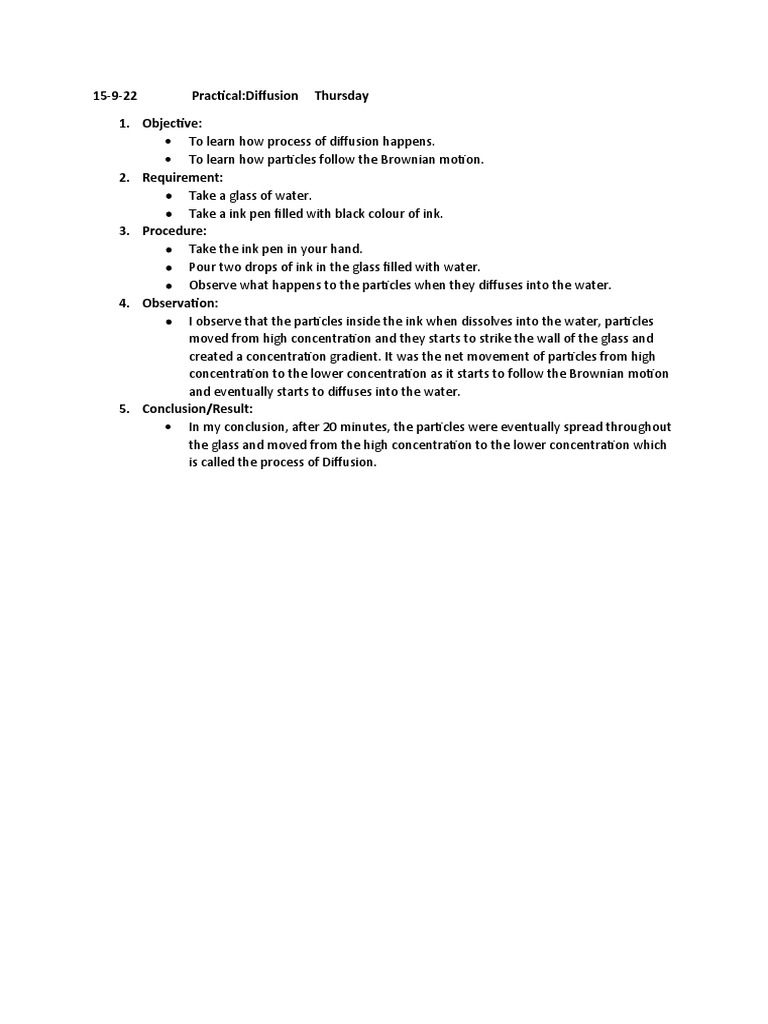 Diffusion Experiment with Ink | PDF | Art