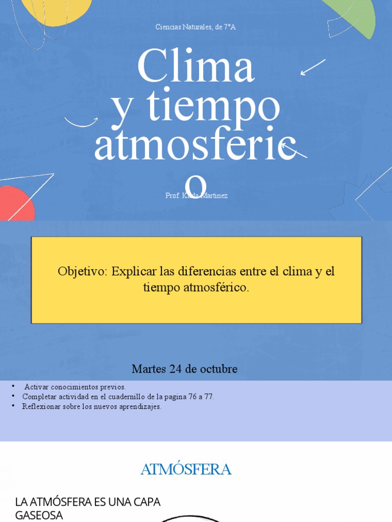 Clima y Tiempo Atmosferic O: Ciencias Naturales, de 7°A | PDF | Clima | Herida